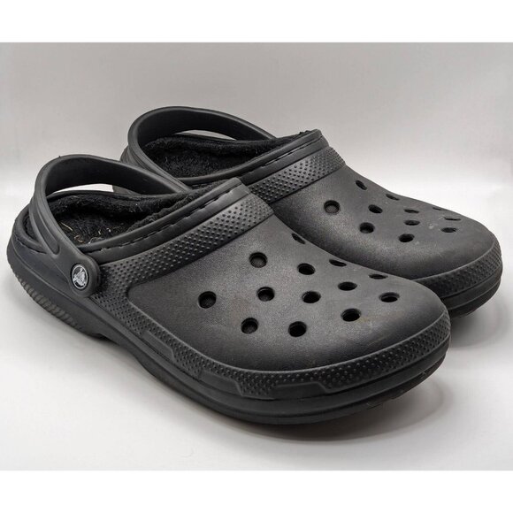 CROCS | Shoes | Crocs Dual Comfort Mens 1 Black Warm Fur Lined ...